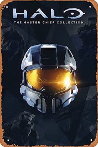 shvieiart wall decor sign – halo the master chief collection game poster – 8x12 inch vintage look metal sign,bar, man cave art decoration