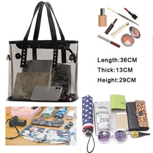 Abuyall Transparent Purse Women Large PVC Clear Tote Bag Handbag Waterproof Beach Bag Gunblack