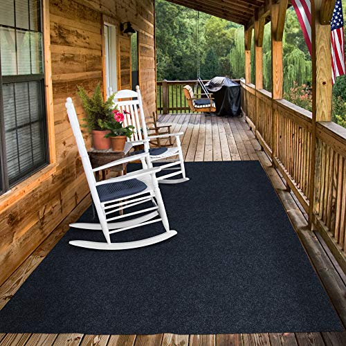 House, Home and More Indoor Outdoor Carpet with Rubber Marine Backing - Nautical Blue - 6 Feet x 10 Feet