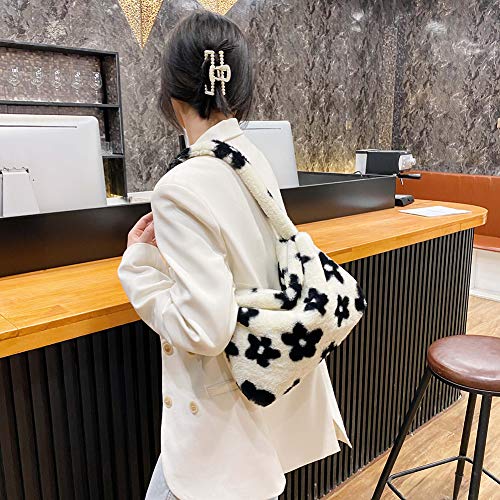 Aktudy Shoulder Bags for Women Girls Plush Animal Pattern Underarm Bag Top-handle Handbag