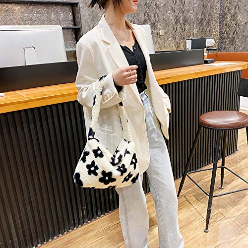 Aktudy Shoulder Bags for Women Girls Plush Animal Pattern Underarm Bag Top-handle Handbag