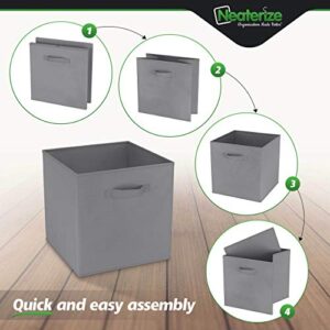 13x13 Large Storage Cubes (Set of 8). Fabric Storage Bins with Dual Handles | Cube Storage Bins for Home and Office | Foldable Cube Baskets For Shelf | Closet Organizers and Storage Box (Grey)