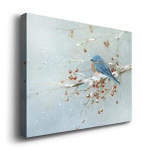 Renditions Gallery Canvas Nature Wall Art Home Paintings & Prints Peaceful Winter Bluebird Modern Romantic Wall Hanging Abstract Artwork Decorations for Bedroom Office Kitchen - 12"x18" LT20