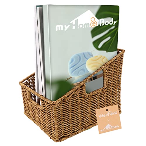 myHomeBody Wicker Home Organizer Basket | Office Organization as Book Holder, Desk Organizer, Magazine Holder | Home Organization | Wicker Baskets for Storage & Organization | Tan, 1pc