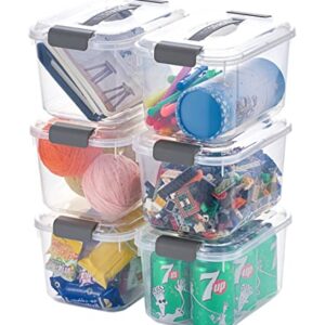 ZHENFAN 5.5 Qt Clear Storage Latch Box/Bin with Lids, 6-Pack Plastic Organize Bins with Handle