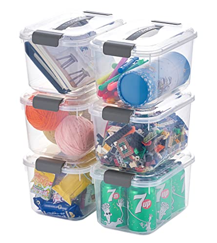 ZHENFAN 5.5 Qt Clear Storage Latch Box/Bin with Lids, 6-Pack Plastic Organize Bins with Handle