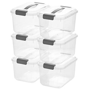 ZHENFAN 5.5 Qt Clear Storage Latch Box/Bin with Lids, 6-Pack Plastic Organize Bins with Handle