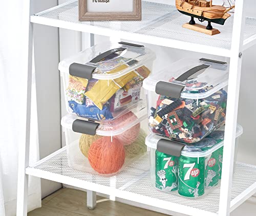 ZHENFAN 5.5 Qt Clear Storage Latch Box/Bin with Lids, 6-Pack Plastic Organize Bins with Handle