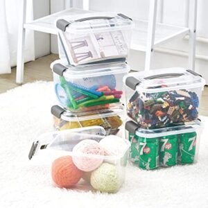 ZHENFAN 5.5 Qt Clear Storage Latch Box/Bin with Lids, 6-Pack Plastic Organize Bins with Handle