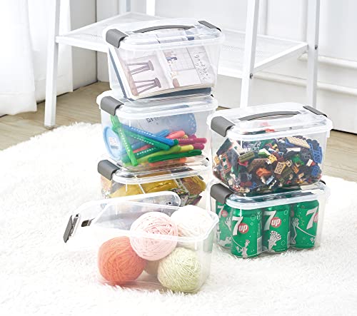 ZHENFAN 5.5 Qt Clear Storage Latch Box/Bin with Lids, 6-Pack Plastic Organize Bins with Handle