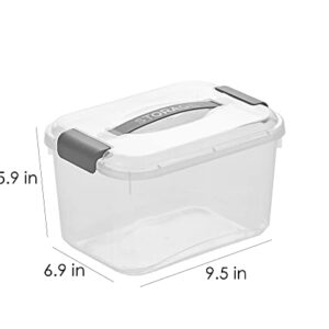 ZHENFAN 5.5 Qt Clear Storage Latch Box/Bin with Lids, 6-Pack Plastic Organize Bins with Handle