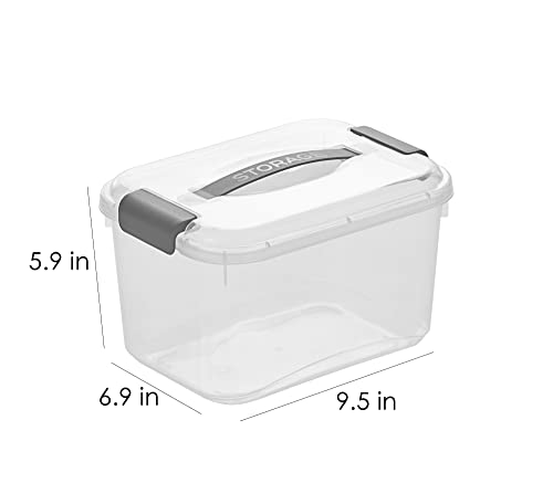 ZHENFAN 5.5 Qt Clear Storage Latch Box/Bin with Lids, 6-Pack Plastic Organize Bins with Handle