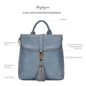 MMS Brands Miztique The Diana Backpack Purse for Women, Flap Over Tote Bag, Soft Vegan Leather - Blue