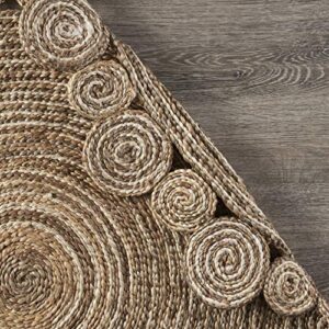 Lr Home Ox Bay Organic Jute Spiral Area Rug, Bleach and Natural, 4' Round