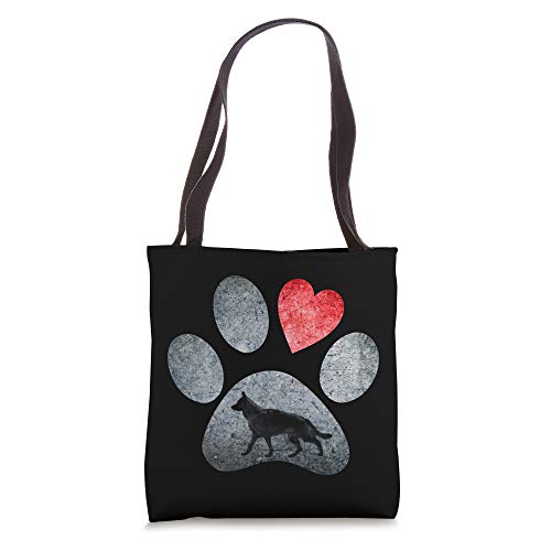 German Shepherd Paws Dog Lovers Red Heart Gift Tote Bag