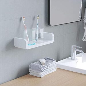 Floating Shelf Wall Shelf, no Drilling, U-Shaped Bathroom Storage Box Display Picture Wall Hanging, Used for Home Decoration/Kitchen/Bathroom Storage Shelf (White)