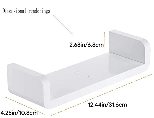 Floating Shelf Wall Shelf, no Drilling, U-Shaped Bathroom Storage Box Display Picture Wall Hanging, Used for Home Decoration/Kitchen/Bathroom Storage Shelf (White)