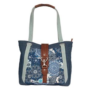 mona b cora upcycled recycled durrie vegan tote handbag with rfid blocking