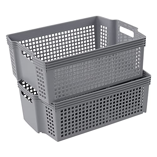 Tstorage Plastic Stacking Storage Baskets, Stacking Plastic Tray Baskets, 2-Pack