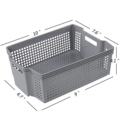 Tstorage Plastic Stacking Storage Baskets, Stacking Plastic Tray Baskets, 2-Pack