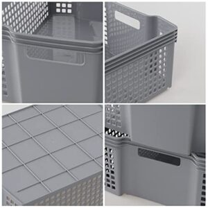 Tstorage Plastic Stacking Storage Baskets, Stacking Plastic Tray Baskets, 2-Pack