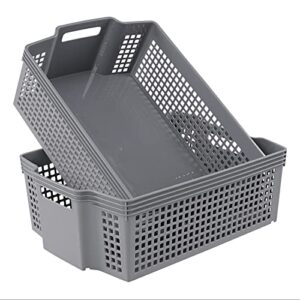 Tstorage Plastic Stacking Storage Baskets, Stacking Plastic Tray Baskets, 2-Pack