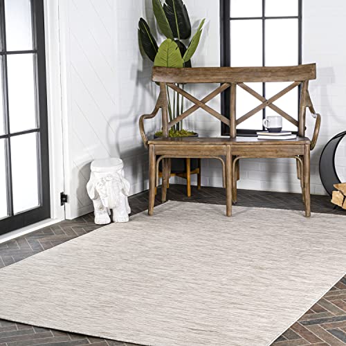 JONATHAN Y TSN100E-5 Ethan Modern Flatweave Solid -Indoor/Outdoor Area Rug, Casual, Contemporary, Coastal Easy-Cleaning,Bedroom,Kitchen,Backyard,Patio,Non Shedding, Light Gray, 5 X 8