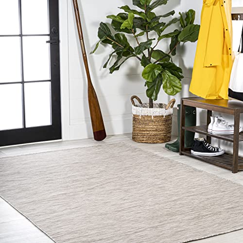 JONATHAN Y TSN100E-5 Ethan Modern Flatweave Solid -Indoor/Outdoor Area Rug, Casual, Contemporary, Coastal Easy-Cleaning,Bedroom,Kitchen,Backyard,Patio,Non Shedding, Light Gray, 5 X 8