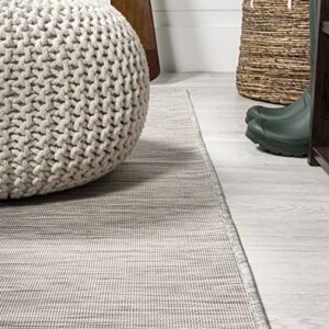 JONATHAN Y TSN100E-5 Ethan Modern Flatweave Solid -Indoor/Outdoor Area Rug, Casual, Contemporary, Coastal Easy-Cleaning,Bedroom,Kitchen,Backyard,Patio,Non Shedding, Light Gray, 5 X 8