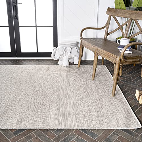 JONATHAN Y TSN100E-5 Ethan Modern Flatweave Solid -Indoor/Outdoor Area Rug, Casual, Contemporary, Coastal Easy-Cleaning,Bedroom,Kitchen,Backyard,Patio,Non Shedding, Light Gray, 5 X 8