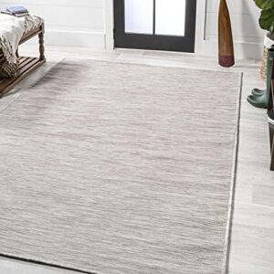 JONATHAN Y TSN100E-5 Ethan Modern Flatweave Solid -Indoor/Outdoor Area Rug, Casual, Contemporary, Coastal Easy-Cleaning,Bedroom,Kitchen,Backyard,Patio,Non Shedding, Light Gray, 5 X 8