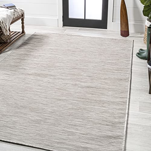 JONATHAN Y TSN100E-5 Ethan Modern Flatweave Solid -Indoor/Outdoor Area Rug, Casual, Contemporary, Coastal Easy-Cleaning,Bedroom,Kitchen,Backyard,Patio,Non Shedding, Light Gray, 5 X 8