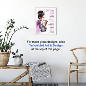 Inspirational African American Women Bible Verse Wall Art - Motivational Decor Poster for Black Girls, Teens Bedroom, Living Room, Dorm Apartment - Religious Christian Scripture Encouragement Gifts