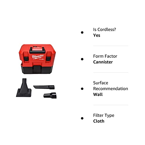 Milwaukee 0960-20 M12 Fuel 12VLithium-Ion Cordless 1.6 Gal. Wet/Dry Vacuum (Tool-Only)