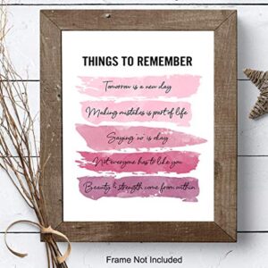 Positive Inspirational Quotes Wall Decor - Uplifting Encouragement Gifts for Women, Girls, Teens, Daughter, BFF, Best Friend - Pink Motivational Wall Art Poster for Home Office, Bedroom, Bathroom