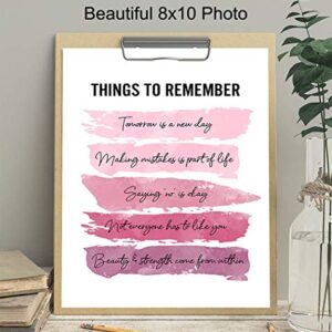 Positive Inspirational Quotes Wall Decor - Uplifting Encouragement Gifts for Women, Girls, Teens, Daughter, BFF, Best Friend - Pink Motivational Wall Art Poster for Home Office, Bedroom, Bathroom