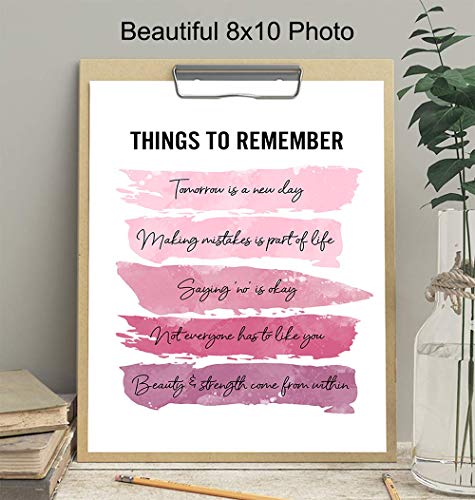 Positive Inspirational Quotes Wall Decor - Uplifting Encouragement Gifts for Women, Girls, Teens, Daughter, BFF, Best Friend - Pink Motivational Wall Art Poster for Home Office, Bedroom, Bathroom