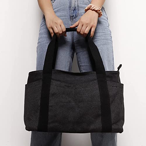 JJDreams Canvas Tote Bag for Women Casual Large School Shoulder Bag Top Handle Shopper Handbag Daily Purse for Women，Grey