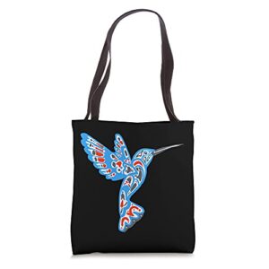 hummingbird native american indian pacific northwest tribal tote bag