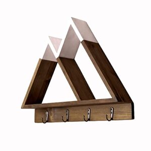 and & delivered mountain shelf – triangle shelf for mountain adventure nursery wall der, floating geometric wooden shelves with ruic wall hooks for cryals, kids bedroom, livingroom & entryway