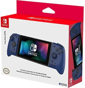 hori nintendo switch split pad pro (blue) ergonomic controller for handheld mode – officially licensed by nintendo