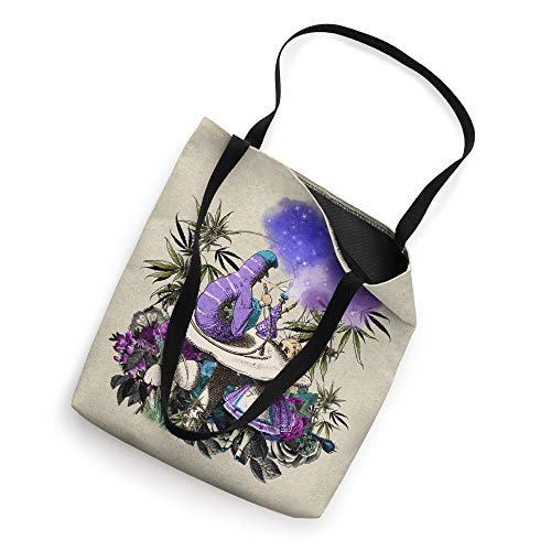 Weed smoking caterpillar and Alice In Wonderland Tote Bag