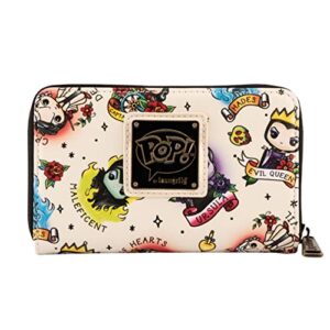 loungefly pop disney villains tattoo all over print faux leather wallet