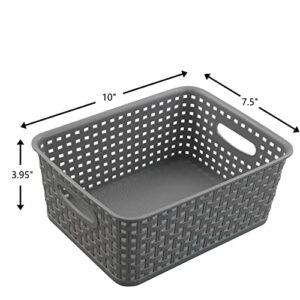 Uumitty Plastic Weave Storage Basket, Small organizer Basket Set, 6 Packs, T