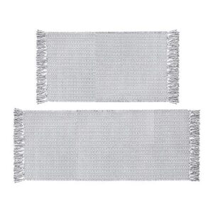 fasmov bathroom rugs cotton area rug set 2 piece 4.2’x2’+3’x2′ cotton rugs with tassel farmhouse gray washable fringe cute bedroom entry door way modern rug