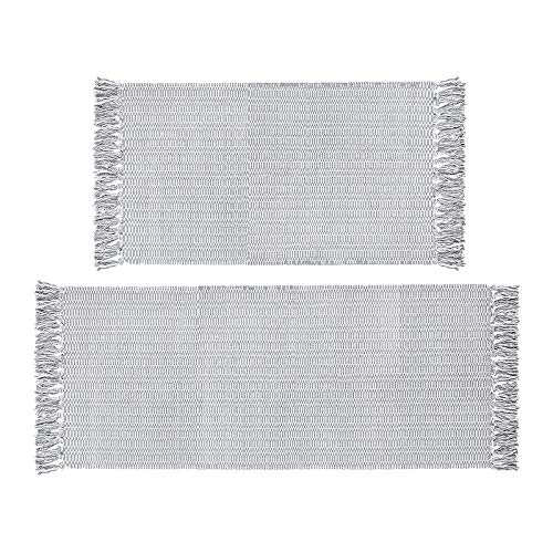 Fasmov Bathroom Rugs Cotton Area Rug Set 2 Piece 4.2'x2'+3'x2' Cotton Rugs with Tassel Farmhouse Gray Washable Fringe Cute Bedroom Entry Door Way Modern Rug