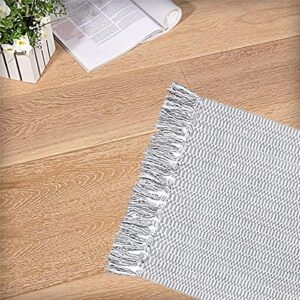 Fasmov Bathroom Rugs Cotton Area Rug Set 2 Piece 4.2'x2'+3'x2' Cotton Rugs with Tassel Farmhouse Gray Washable Fringe Cute Bedroom Entry Door Way Modern Rug