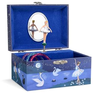 jewelkeeper girl’s musical jewelry storage box with spinning ballerina, glitter design, swan lake tune