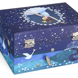 Jewelkeeper Girl's Musical Jewelry Storage Box with Spinning Ballerina, Glitter Design, Swan Lake Tune