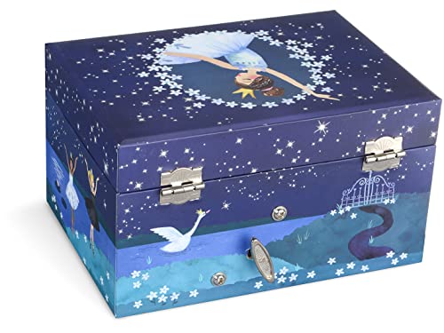 Jewelkeeper Girl's Musical Jewelry Storage Box with Spinning Ballerina, Glitter Design, Swan Lake Tune